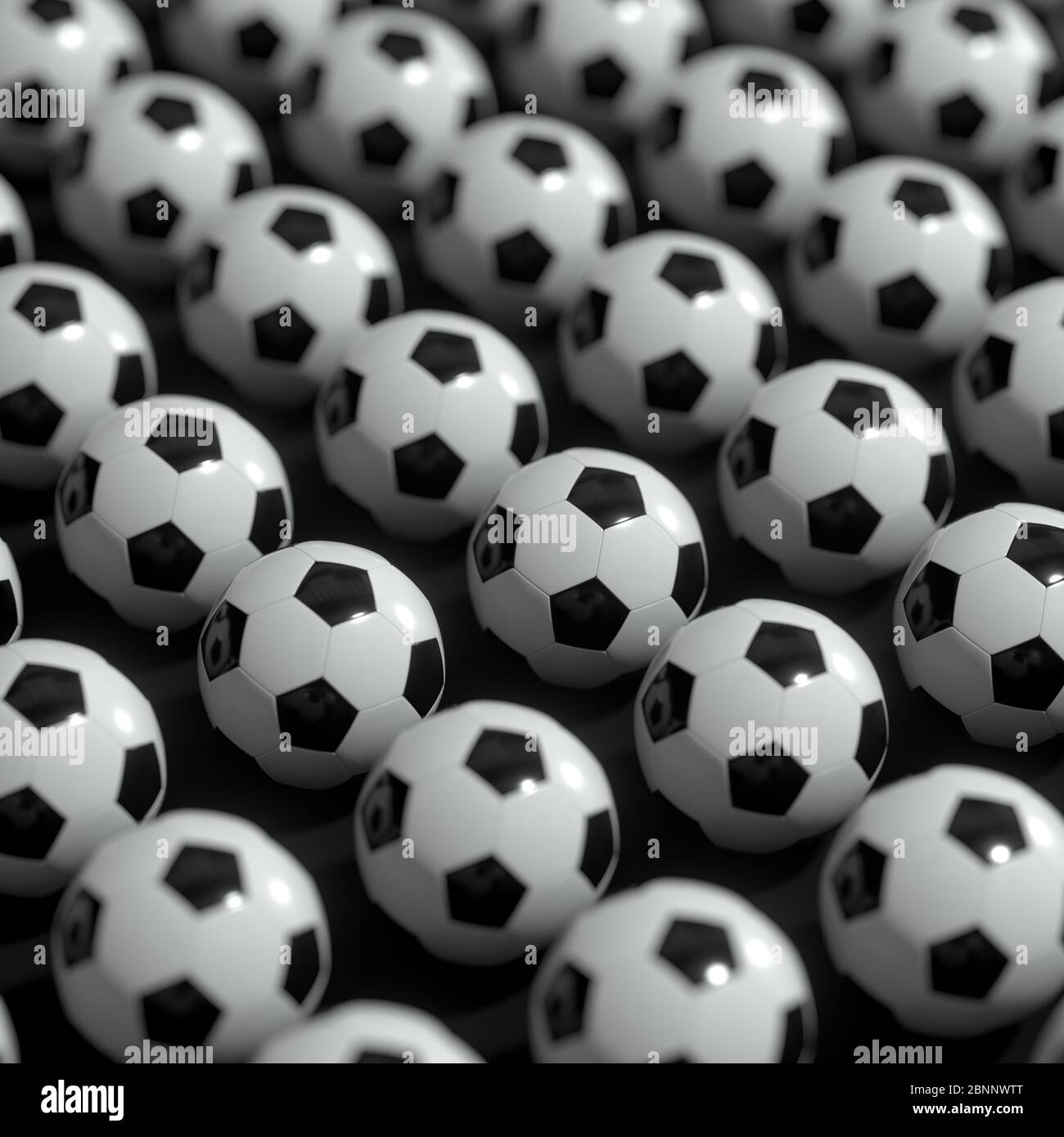 Repeating sports ball pattern with black background, 3d rendering ...