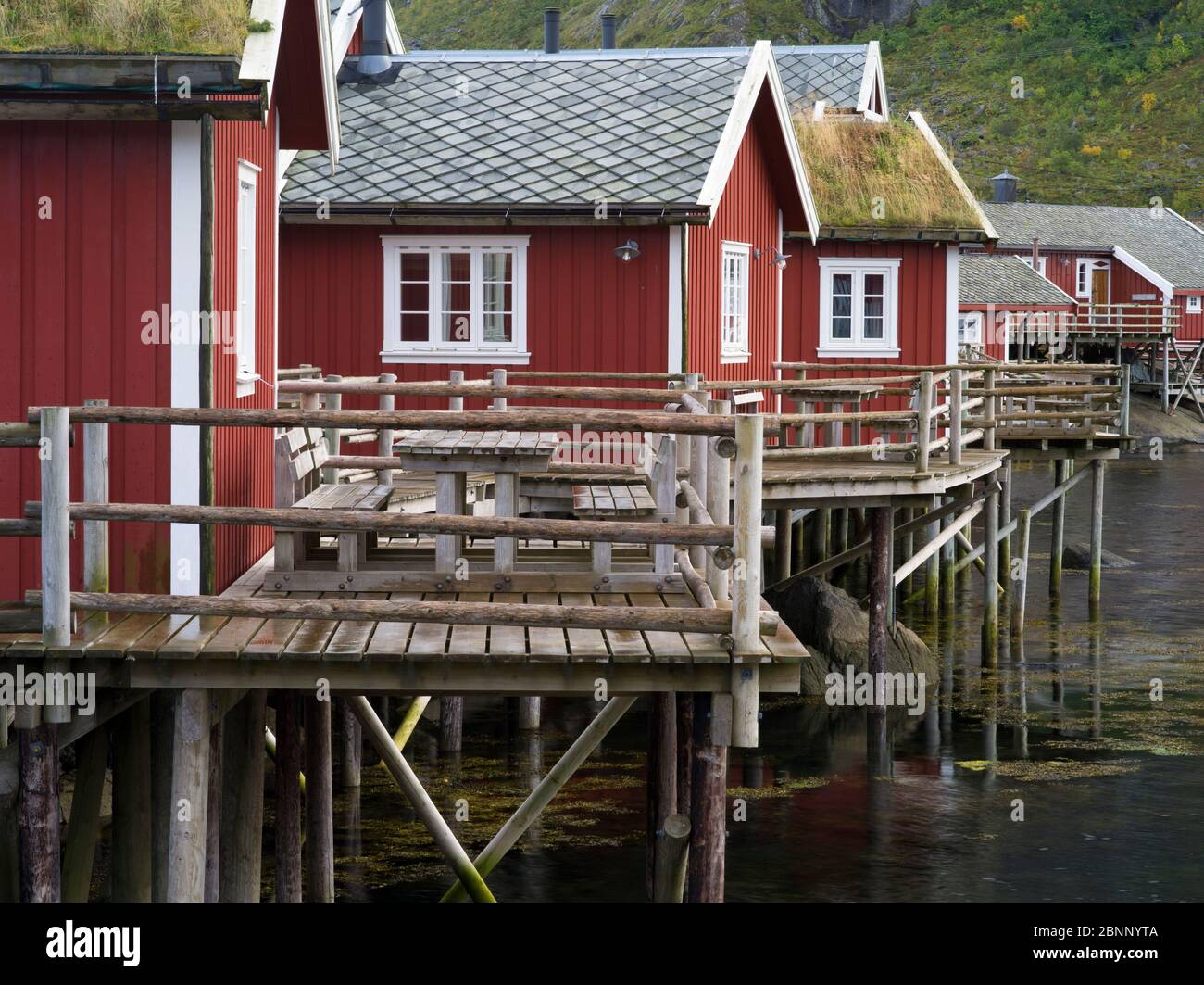 rote Fischerhäuser, Rorbuer, Lofoten, Norway Stock Photo - Alamy