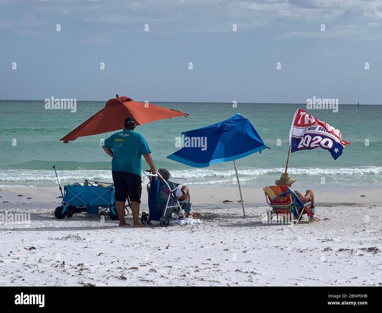 Trump supporters display a 2020 flag at the beach as Sarasota County ...