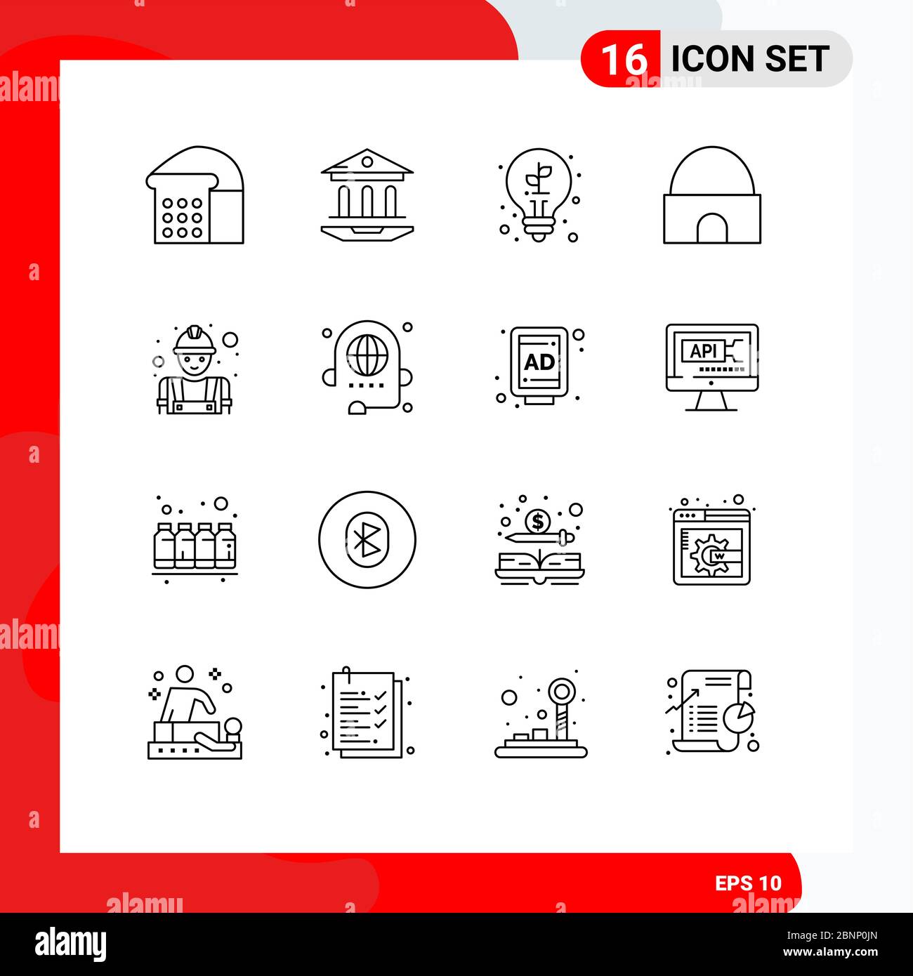 16 Universal Outline Signs Symbols of construction, real estate, leaves ...
