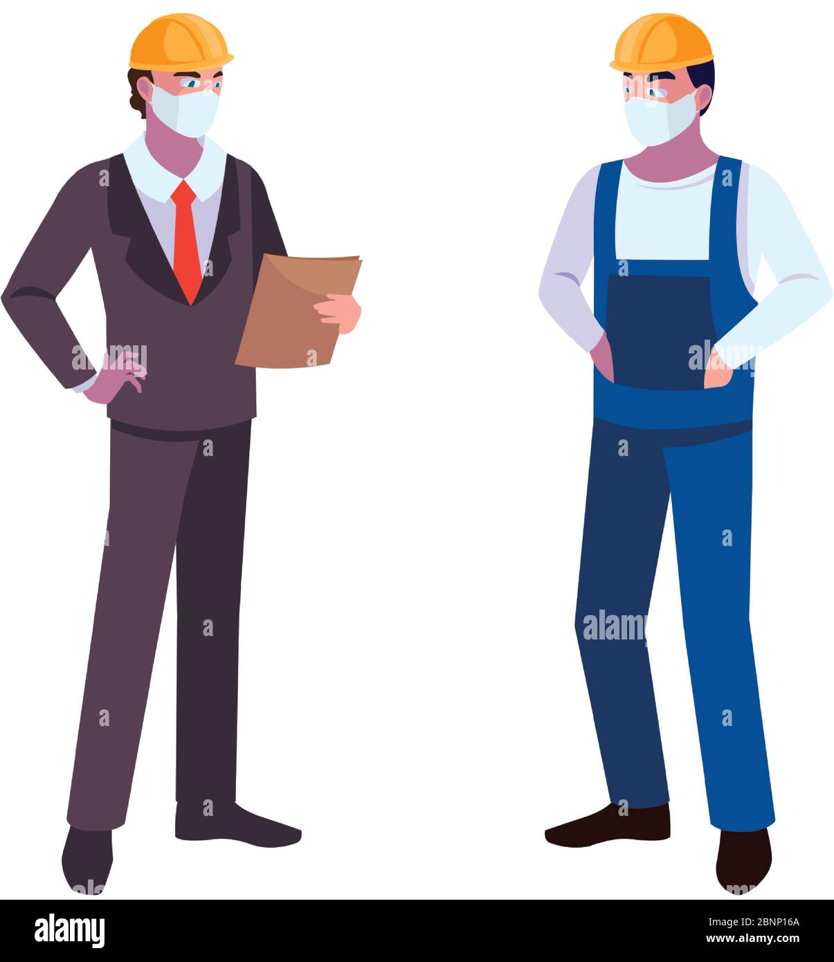 men operator and executive with mask vector illustration design Stock ...