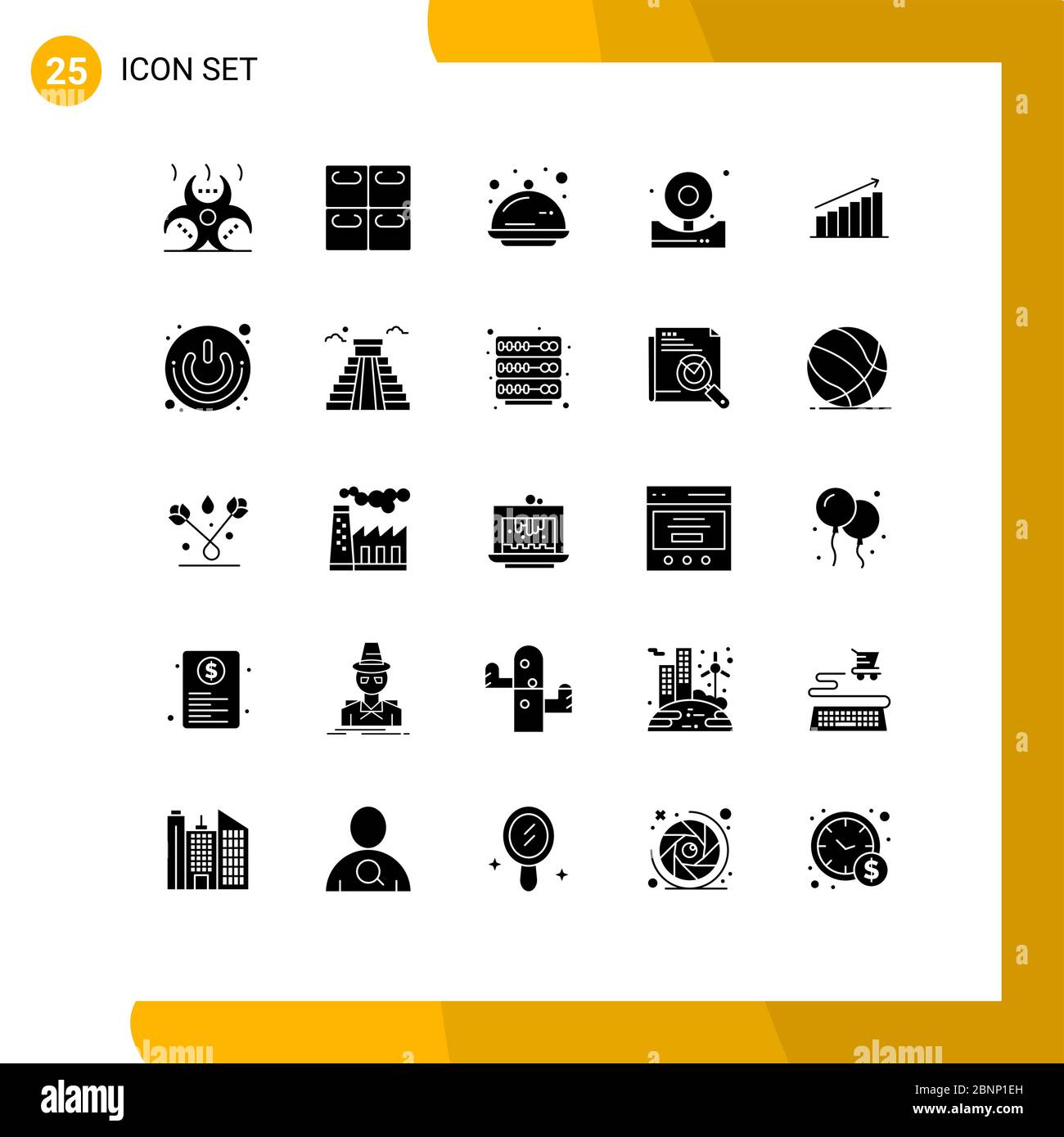 Set of 25 Modern UI Icons Symbols Signs for chart, fire, food, bell ...