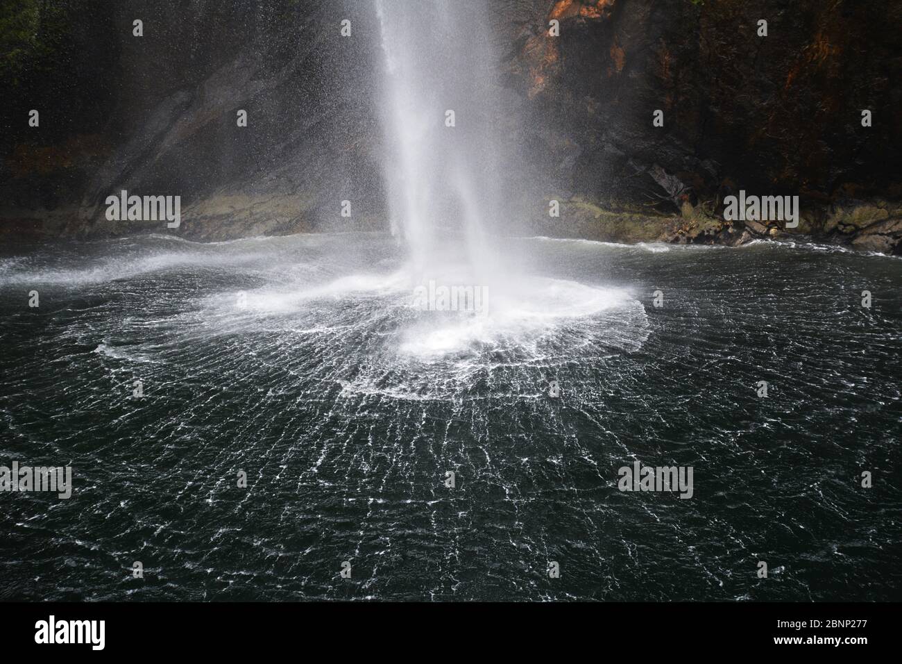 Scenic View of Stirling Waterfall in Milford Sound, New Zealand Stock ...