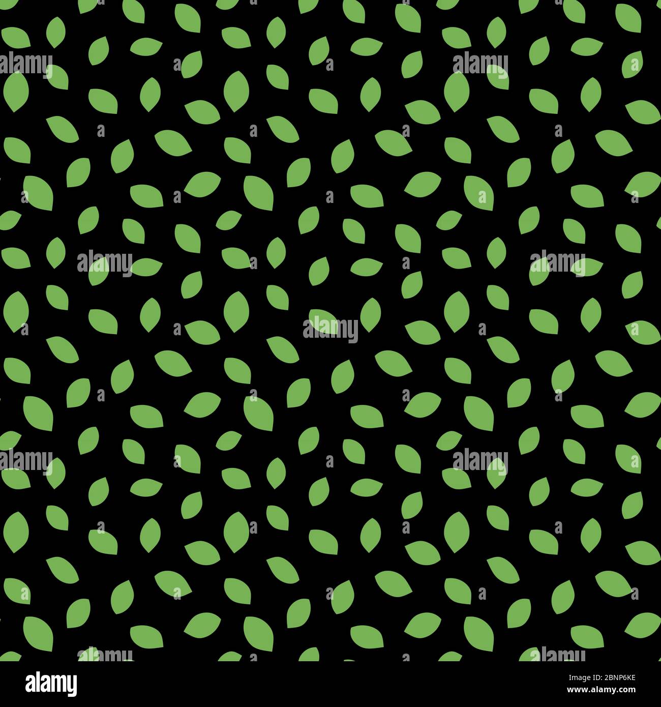 Seamless green leaf pattern endless black background vector. Fabric ...