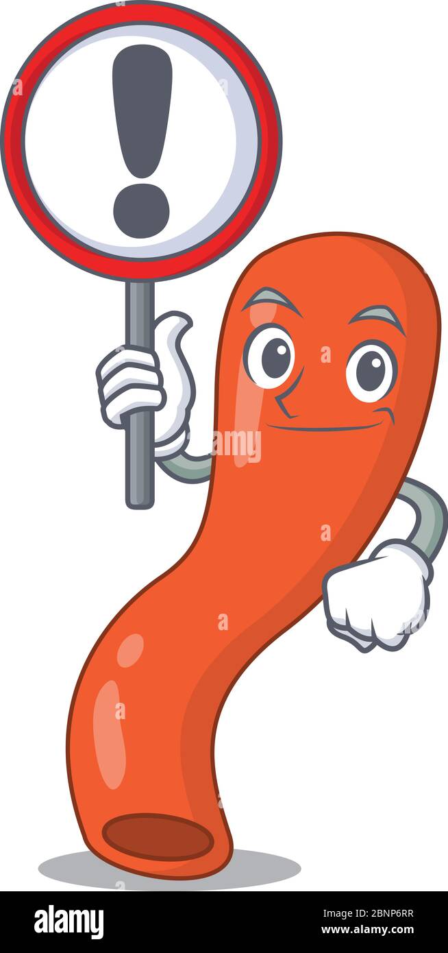 A cartoon icon of appendix with a exclamation sign board Stock Vector ...