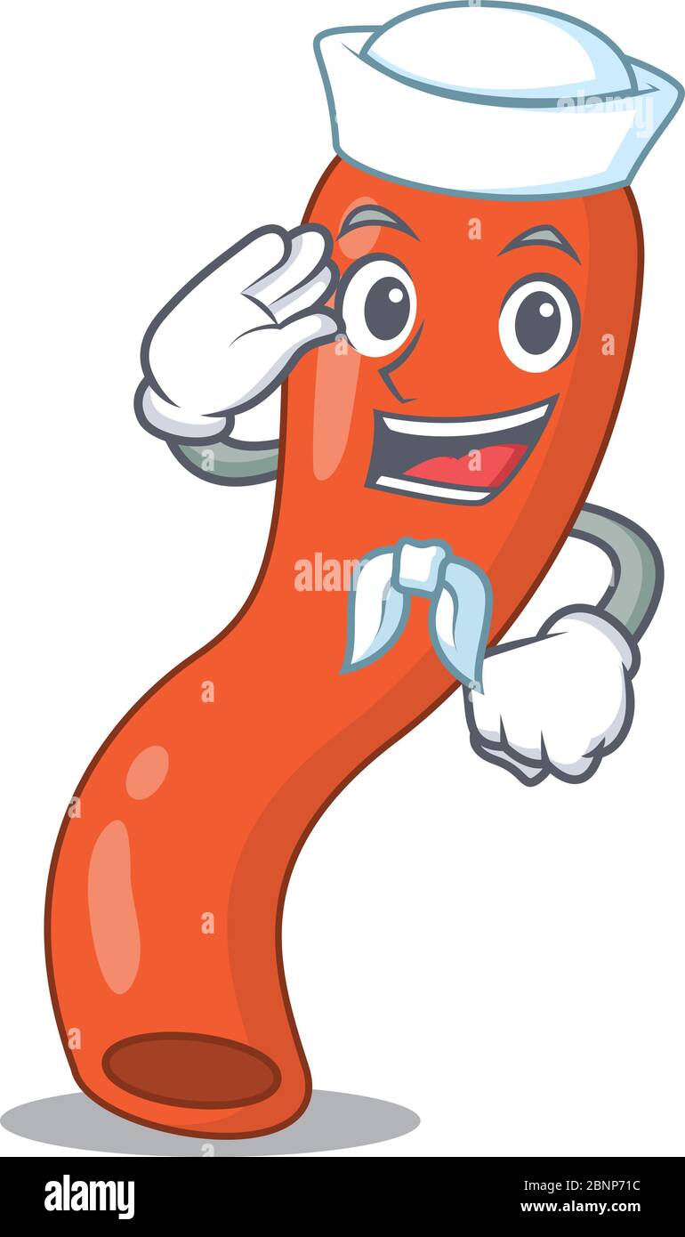 Smiley sailor cartoon character of appendix wearing white hat and tie ...