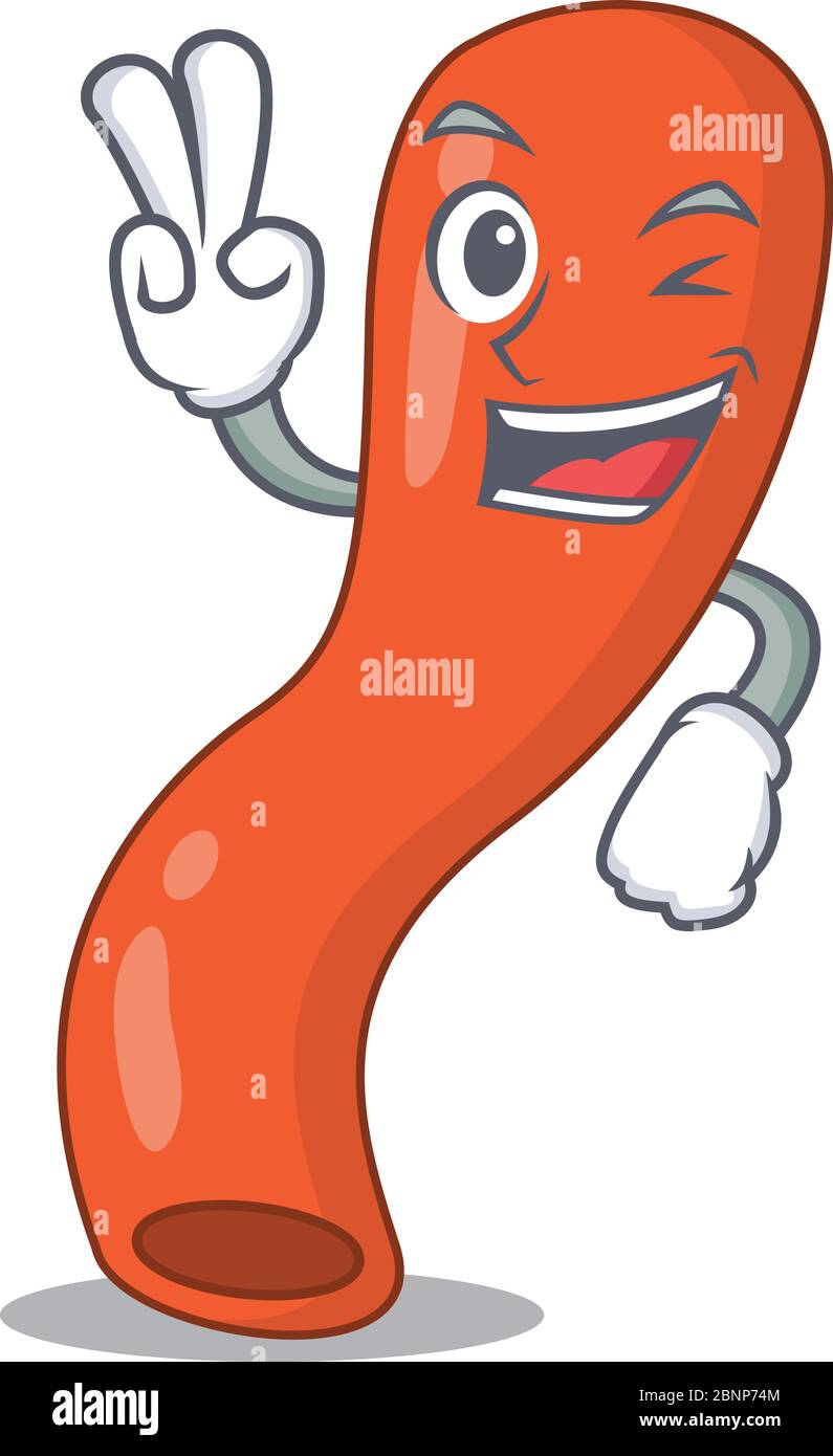 Happy appendix cartoon design concept show two fingers Stock Vector ...