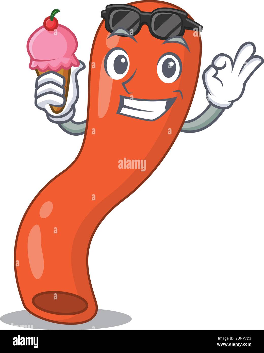 A cartoon drawing of appendix holding cone ice cream Stock Vector Image ...