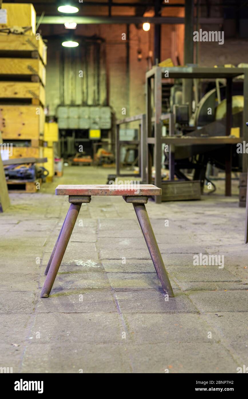 Wooden stool, workshop Stock Photo - Alamy