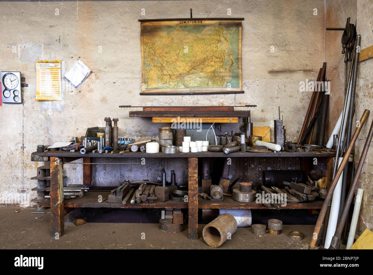 Old workbench with map of the Soviet Union Stock Photo - Alamy