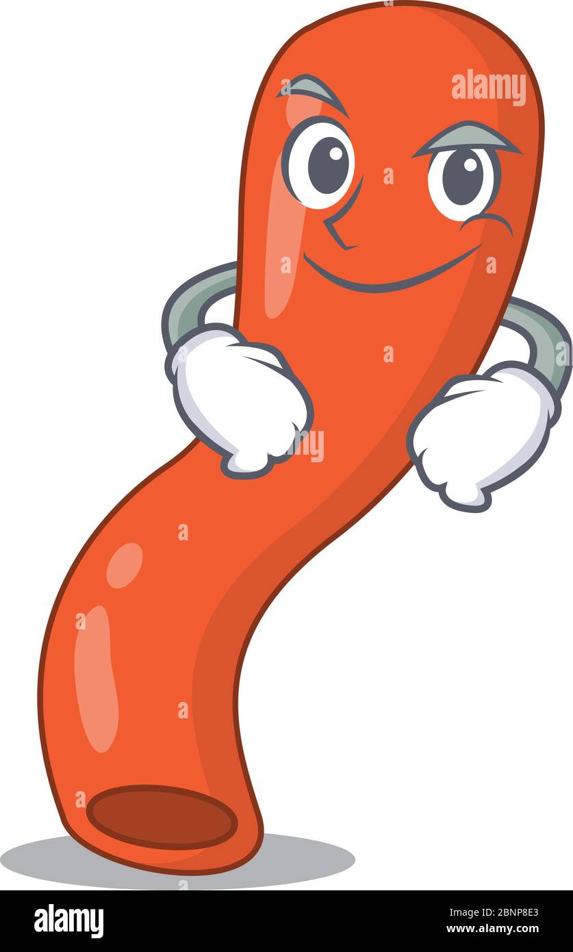 A cute arrogant caricature design of appendix having confident gesture ...