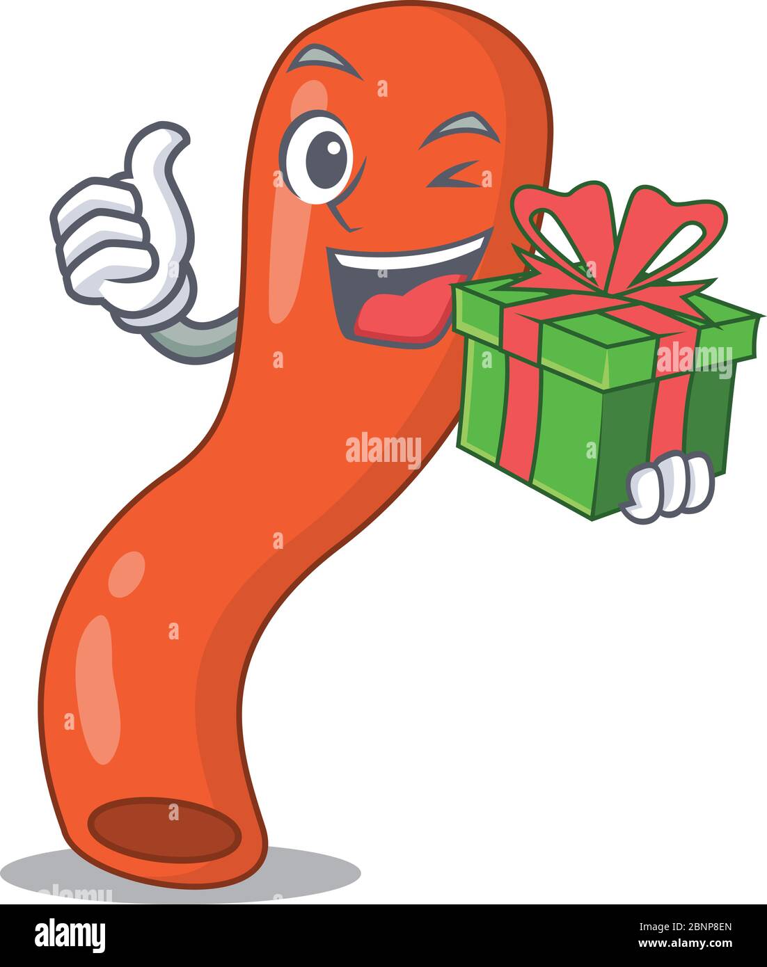 joyful appendix cartoon character with a big gift box Stock Vector ...