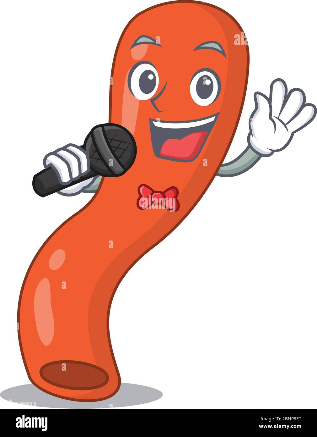 cartoon character of appendix sing a song with a microphone Stock ...