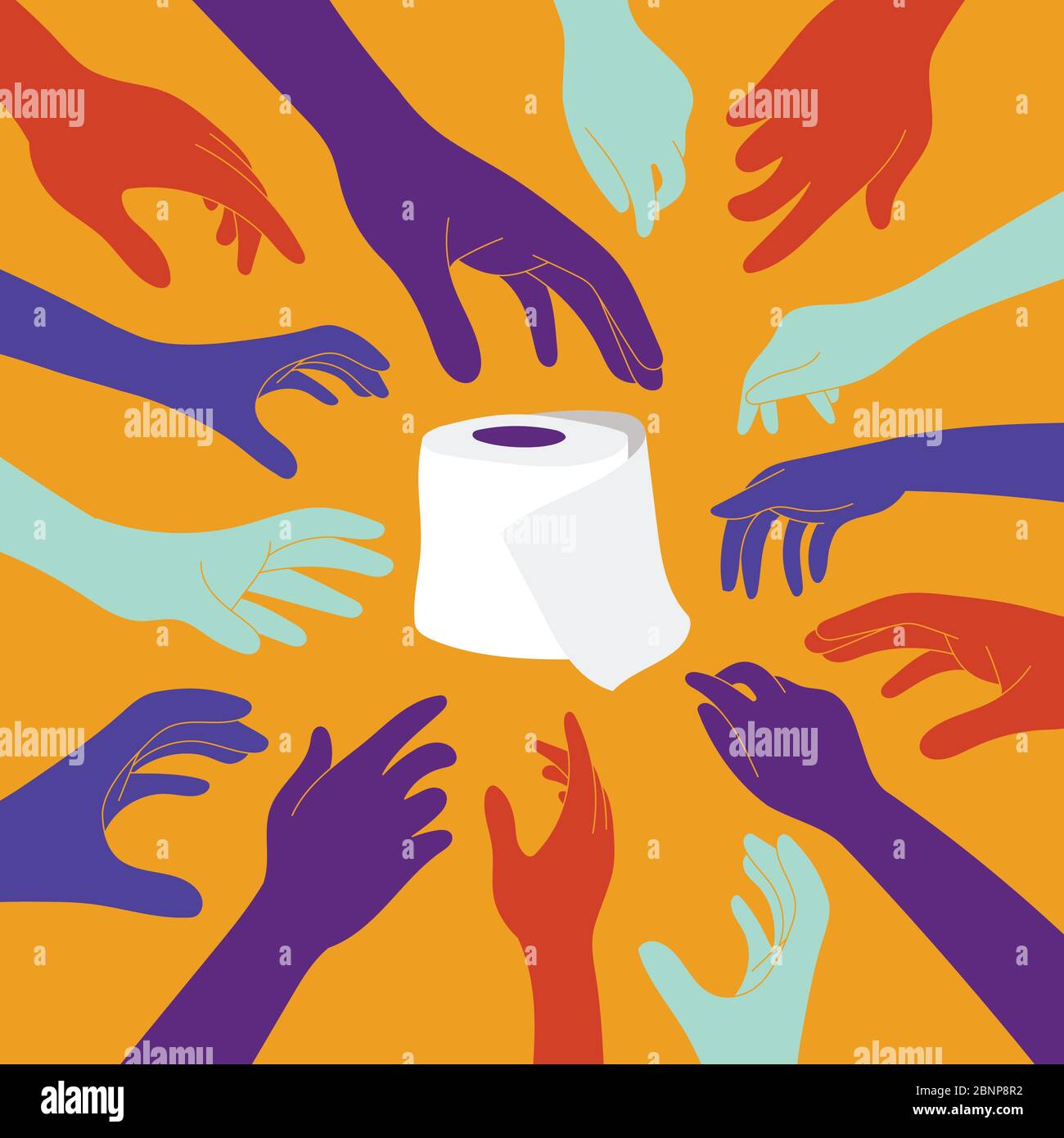 Many hands are vying to grab tissues Stock Photo - Alamy
