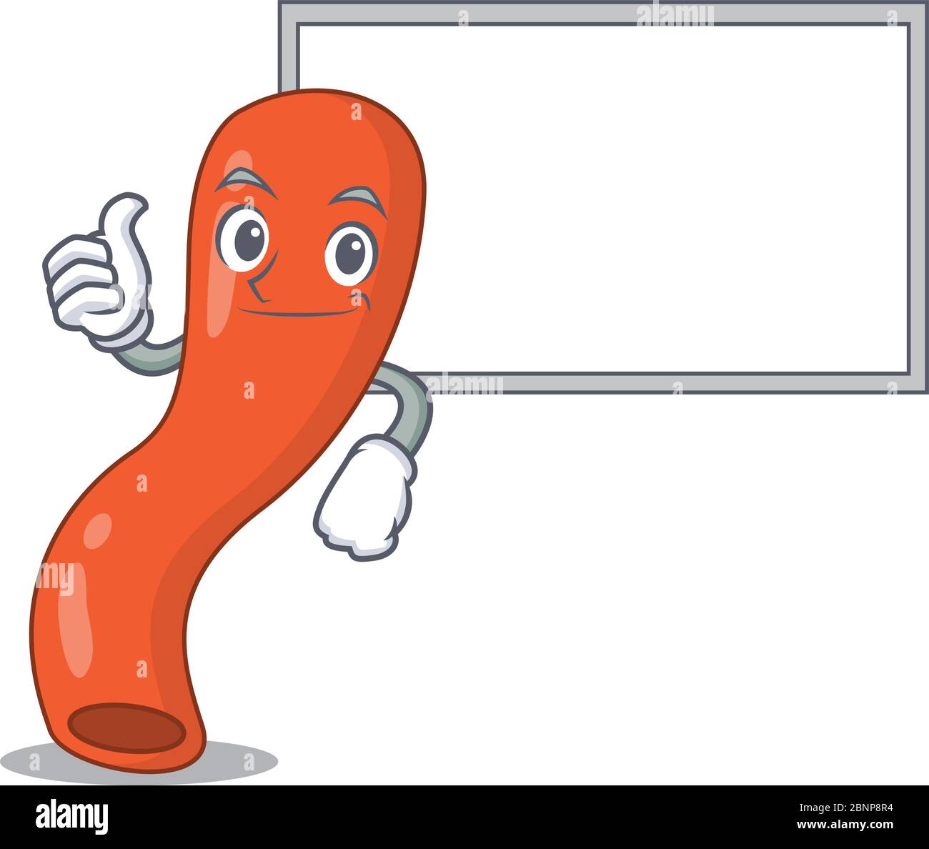 Appendix cartoon design with Thumbs up finger bring a white board Stock ...