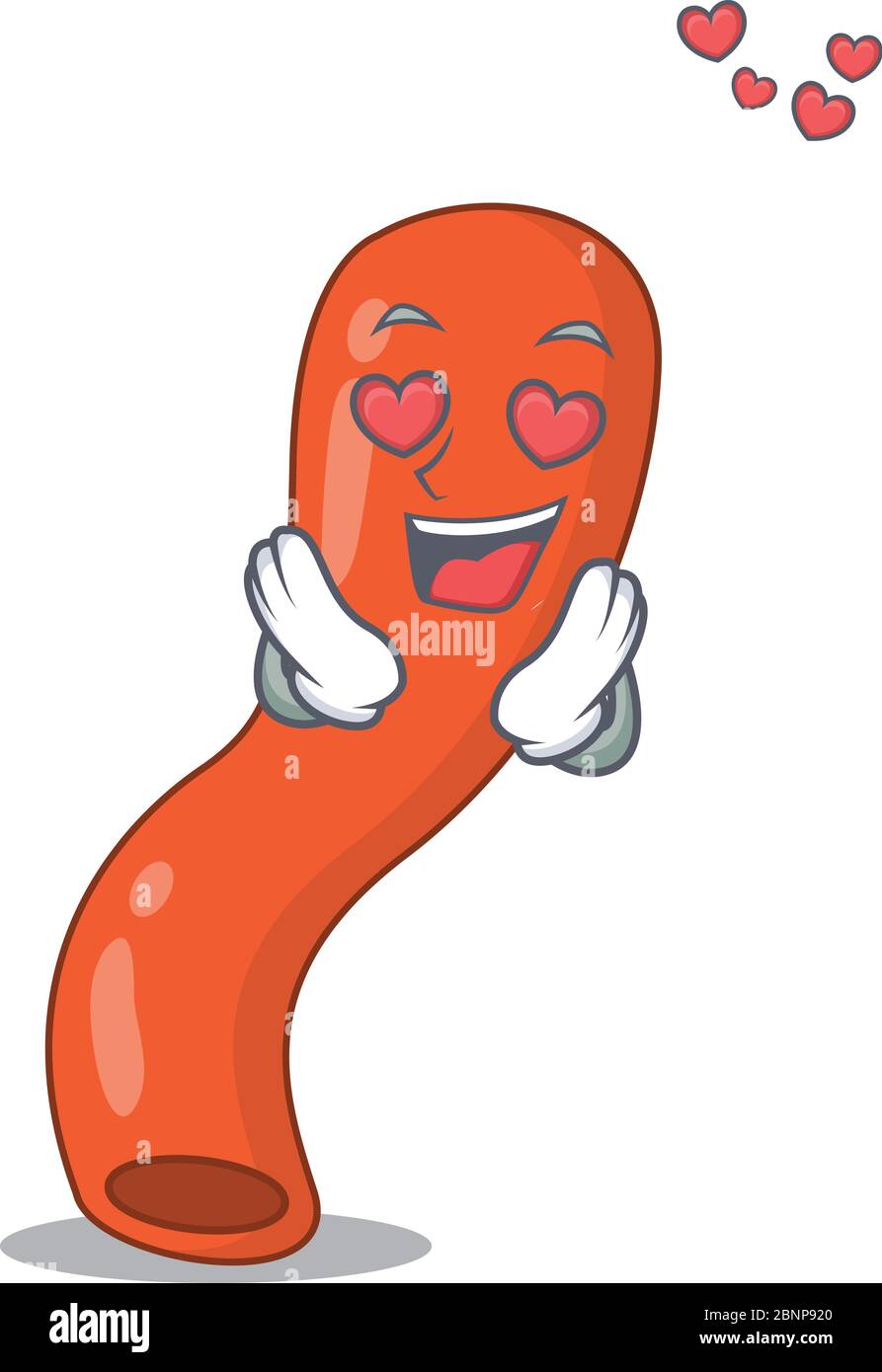 Romantic appendix cartoon character has a falling in love eyes Stock ...
