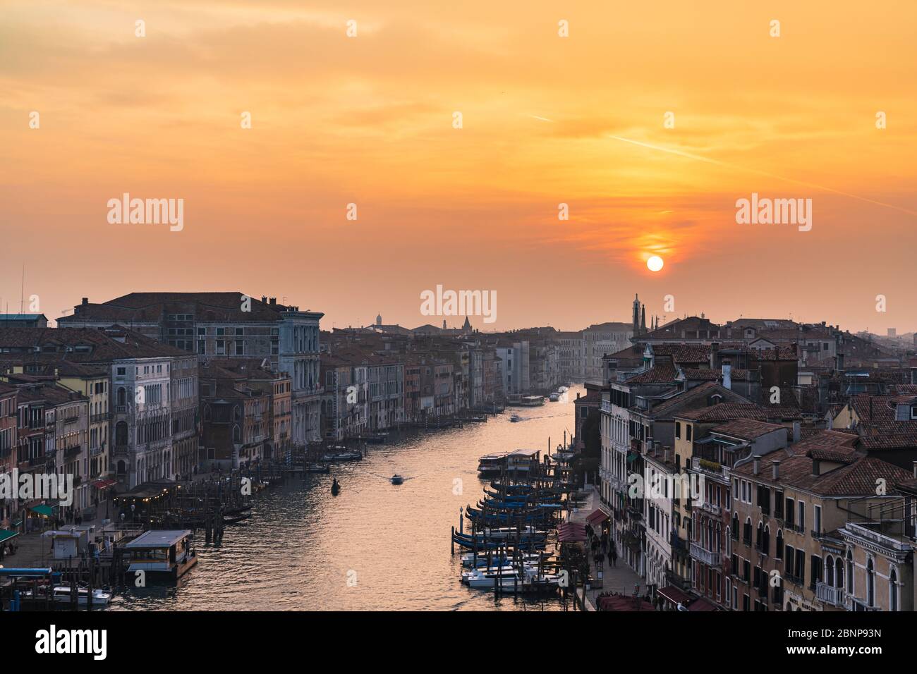 Grand Canal, sunset, Venice, historic center, island, Veneto, Italy ...