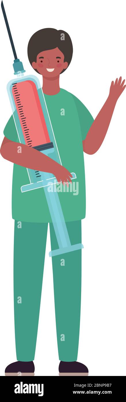 Man doctor with uniform and injection vector design Stock Vector Image ...