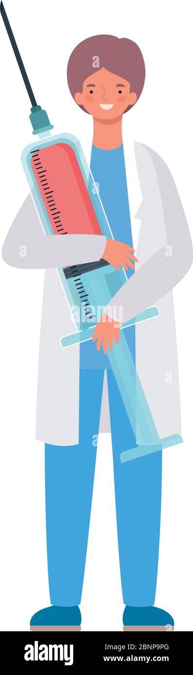 Man doctor with uniform and injection vector design Stock Vector Image ...