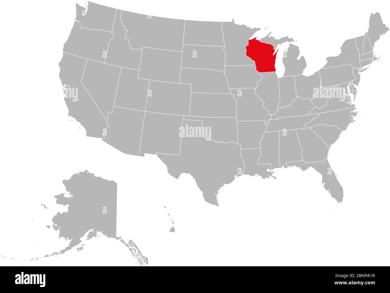Wisconsin state highlighted on USA political map vector illustration ...
