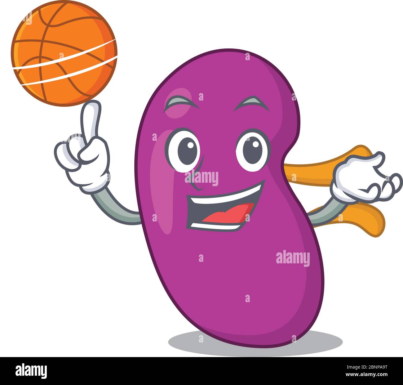 Sporty cartoon mascot design of kidney with basketball Stock Vector ...