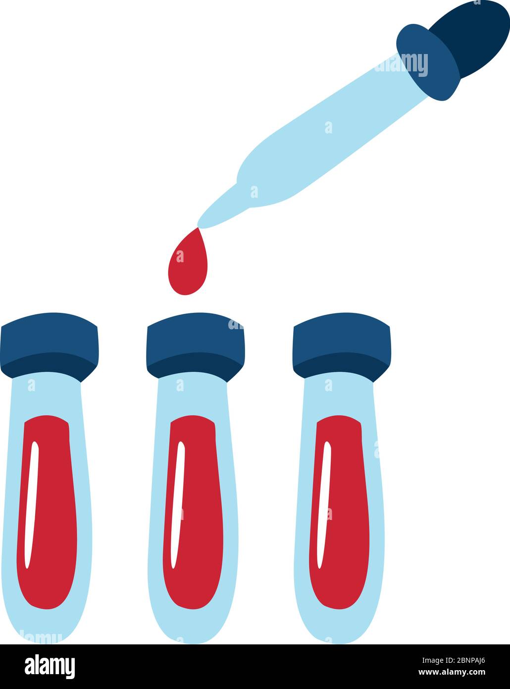 blood tubes and dropper flat style icon design of Medical care health ...