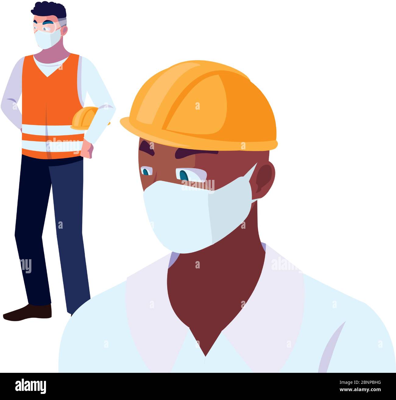 engineer and operator using mask vector illustration desing Stock ...