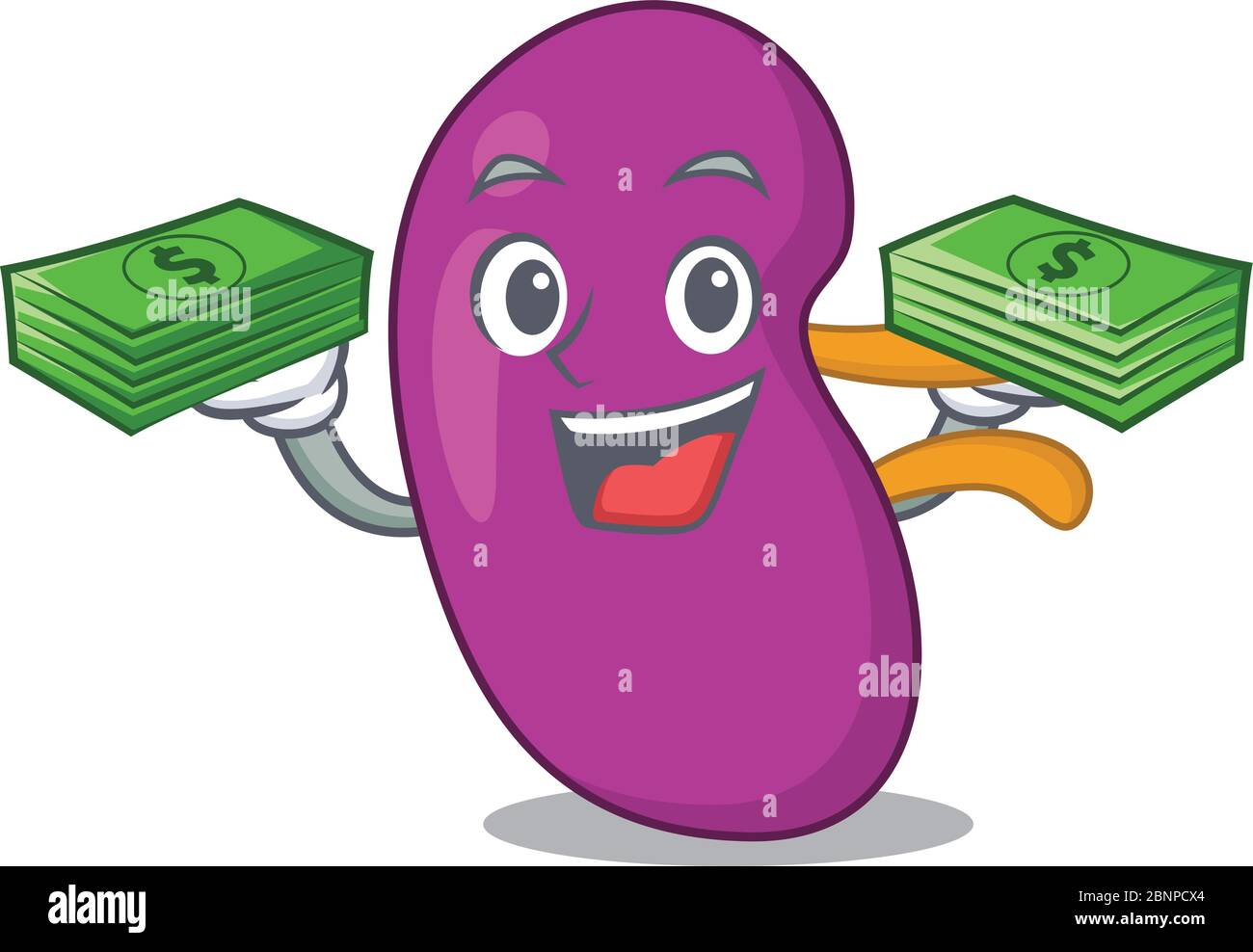 A wealthy kidney cartoon character with much money Stock Vector Image ...