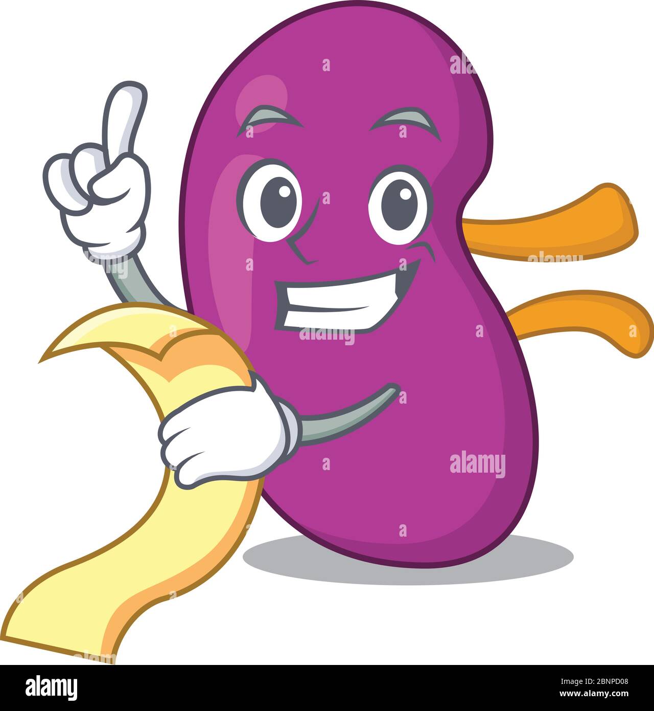 Kidney mascot character style with a menu on his hand Stock Vector ...