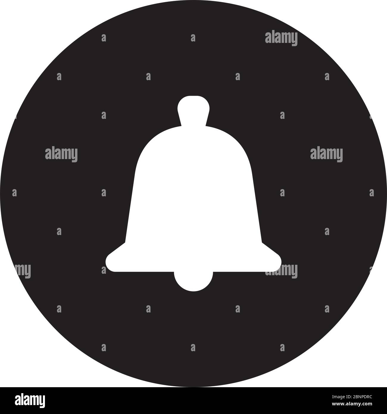 Bell icon round background vector graphics design. Black, white Stock ...