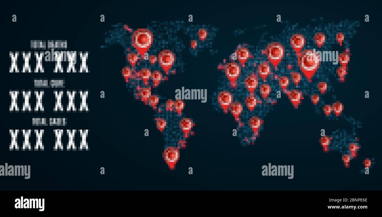 World statistics on Covid 19 infection on a futuristic world map ...