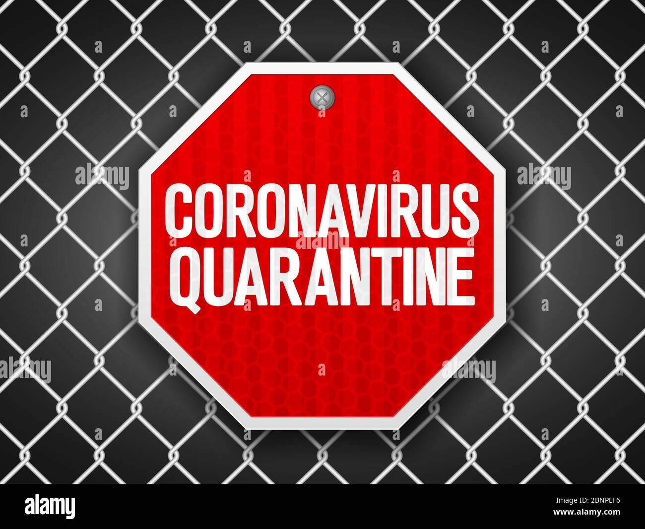 Coronavirus quarantine sign on wire fence background. Vector ...