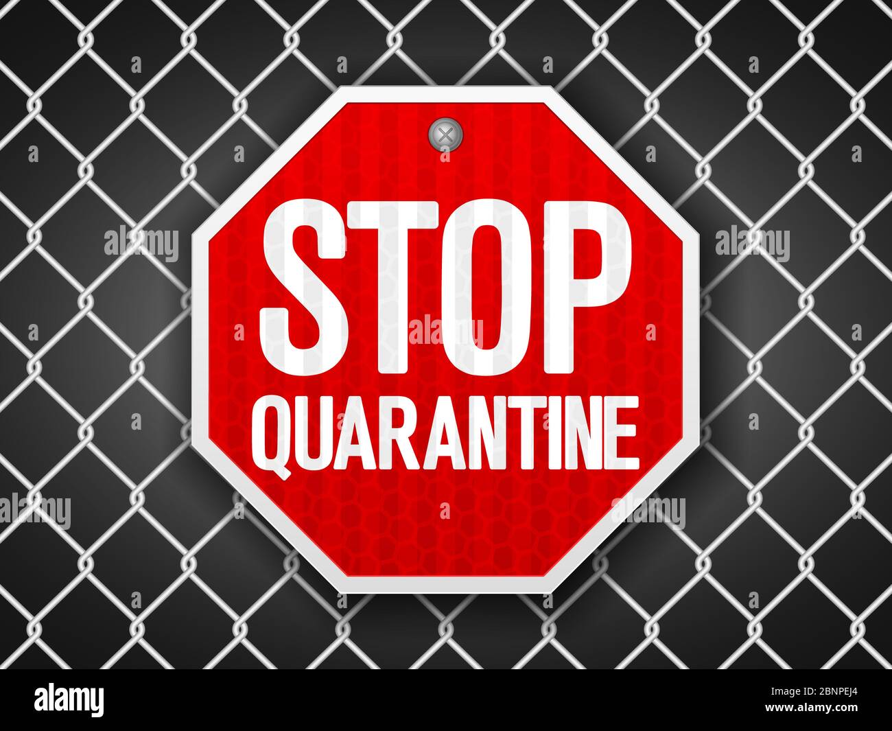 Stop quarantine sign on wire fence background. Vector illustration ...