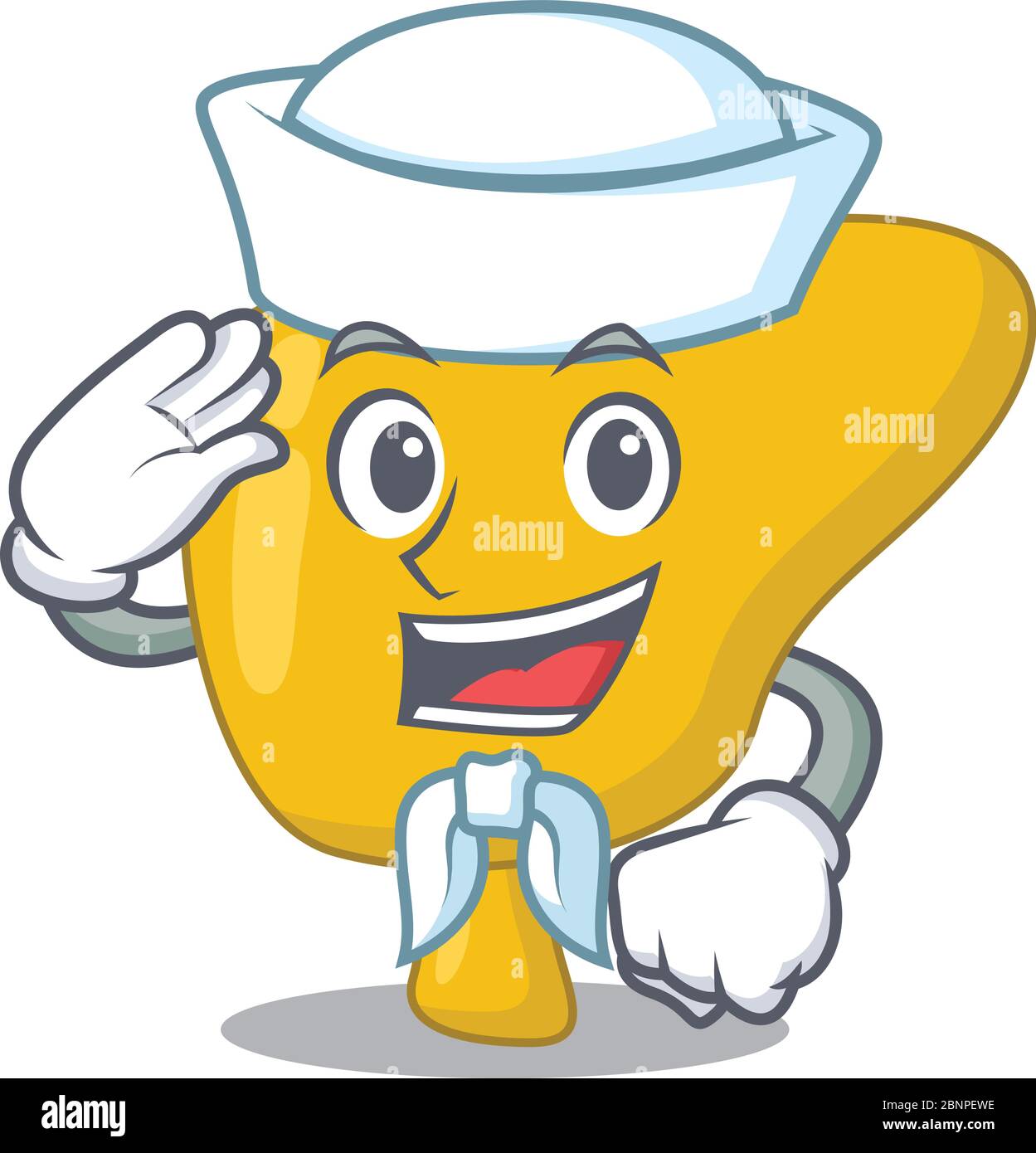 Smiley sailor cartoon character of liver wearing white hat and tie ...