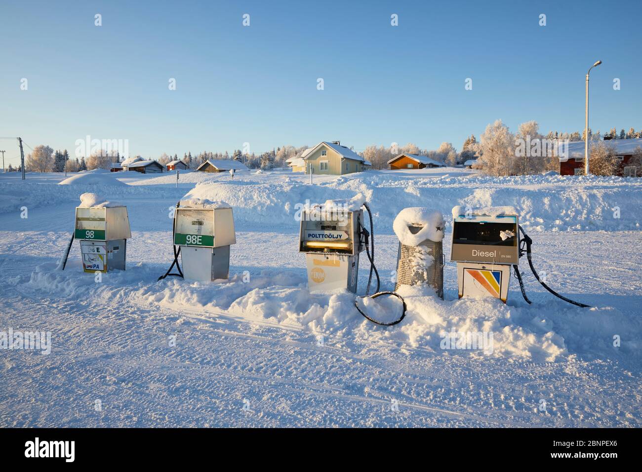 Finland, Lapland, Raattama, gas station, winter Stock Photo - Alamy