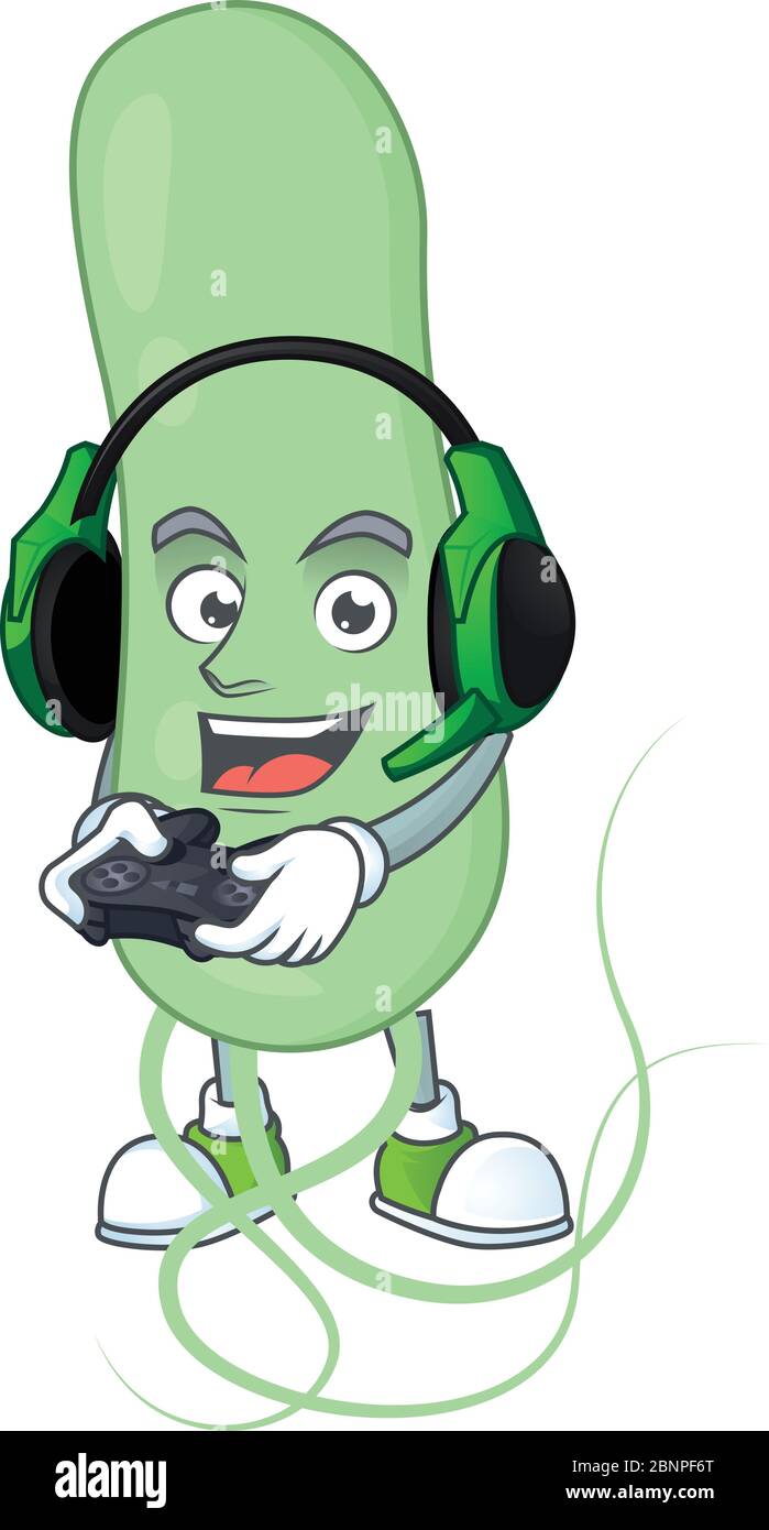 A cartoon design of aquificae clever gamer play wearing headphone Stock ...