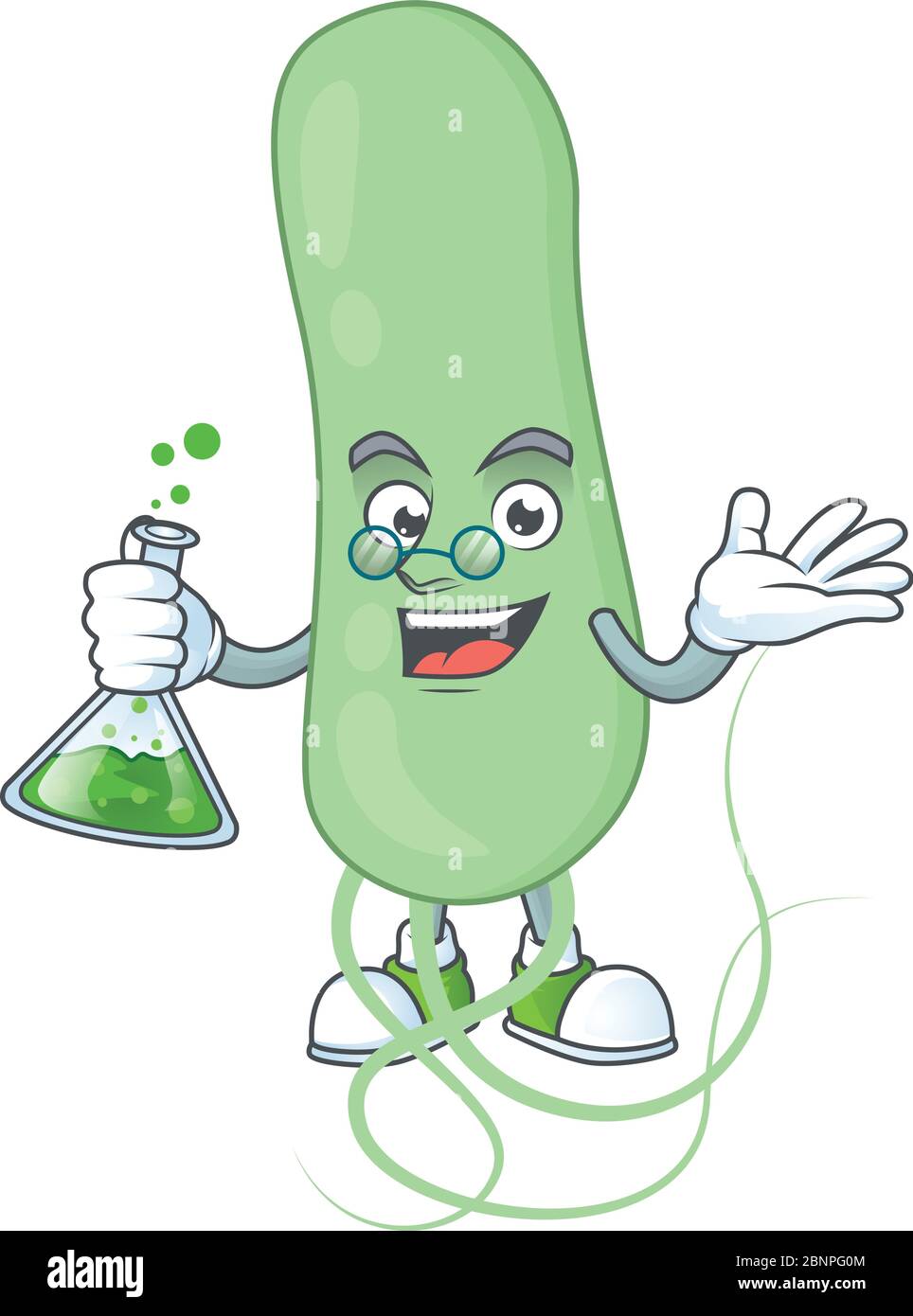 Aquificae smart Professor Cartoon character holding glass tube on the ...