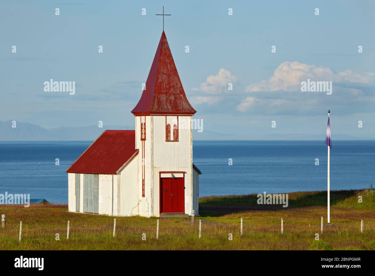 Hellnarkirkja. Church built in 1945 on the Atlantic coast near Hellnar ...
