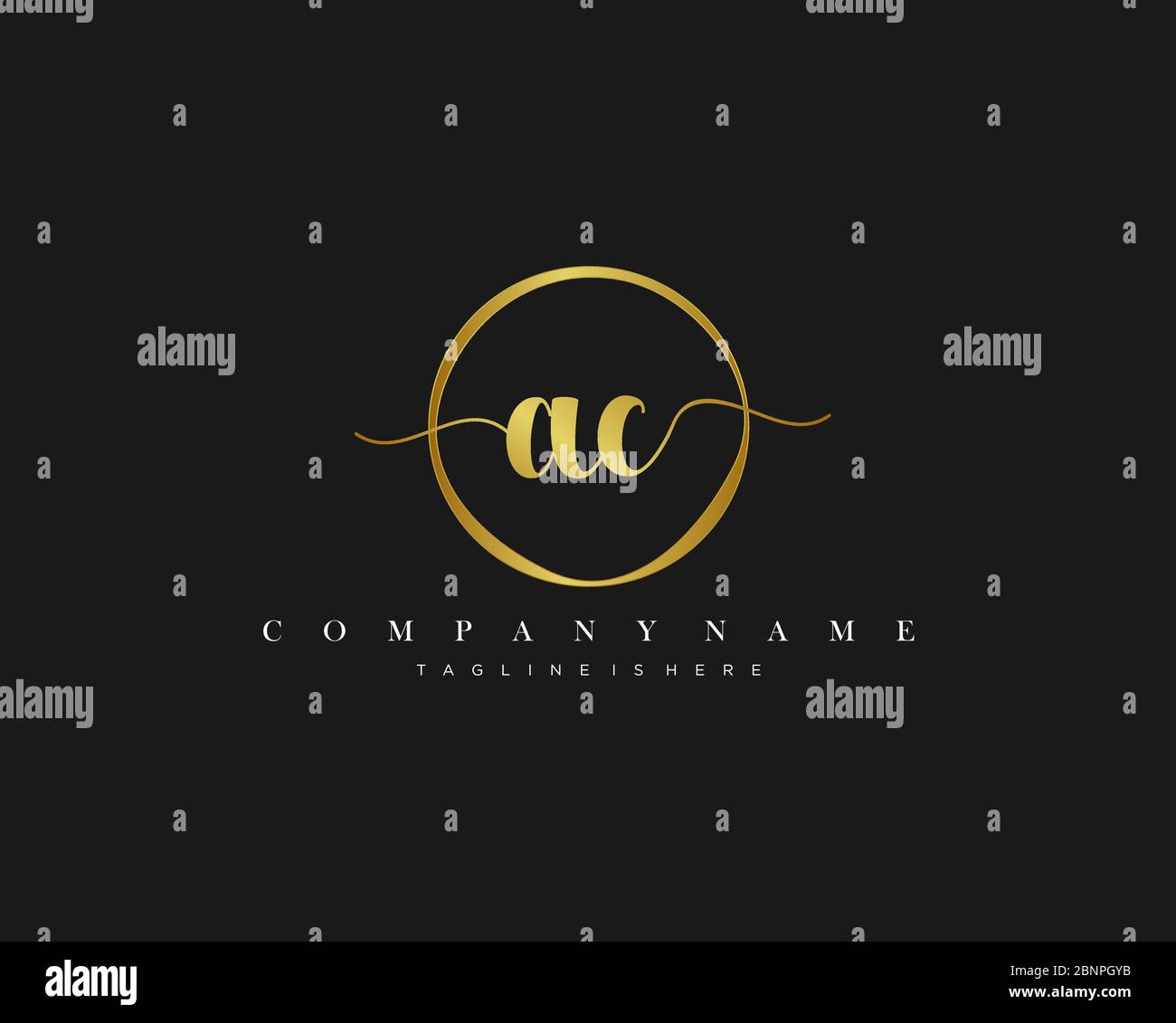 AC Signature style monogram.Calligraphic lettering icon vector Stock ...