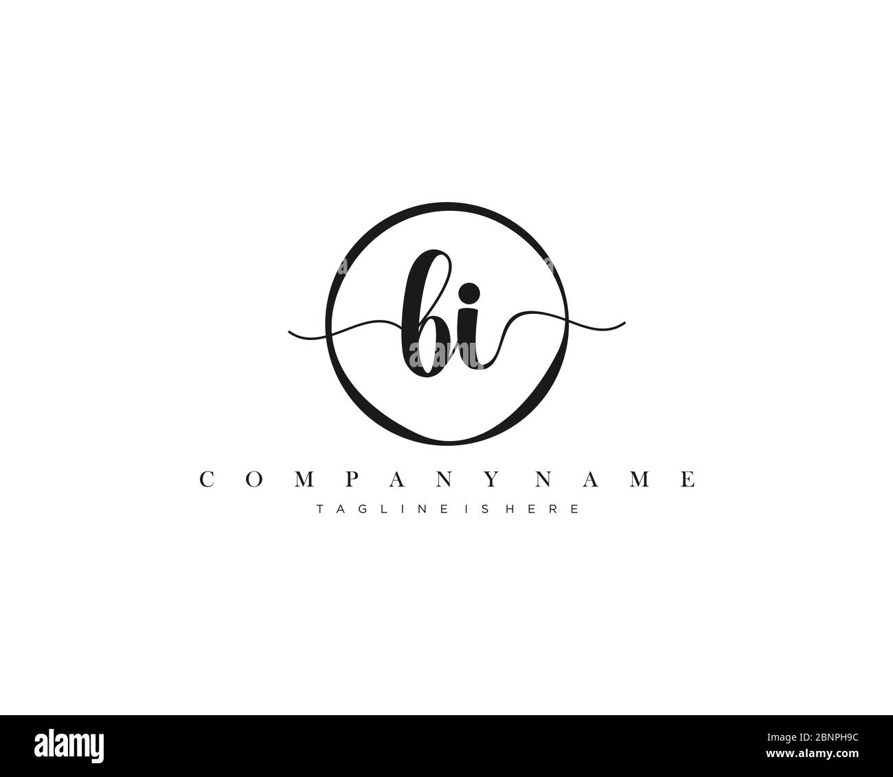 BI Signature style monogram.Calligraphic lettering icon vector Stock ...