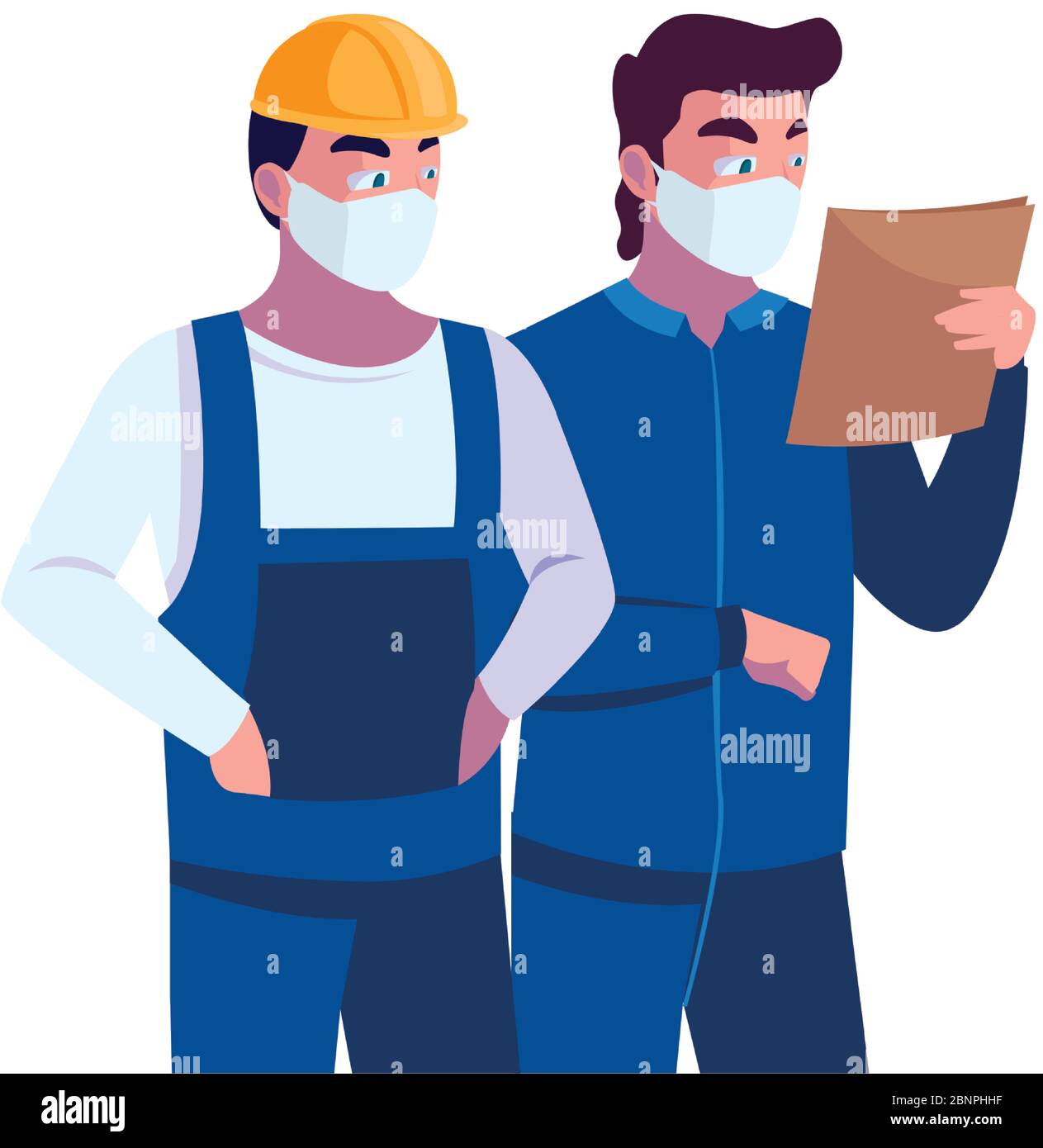 civil engineers with pollution masks vector illustration design Stock ...