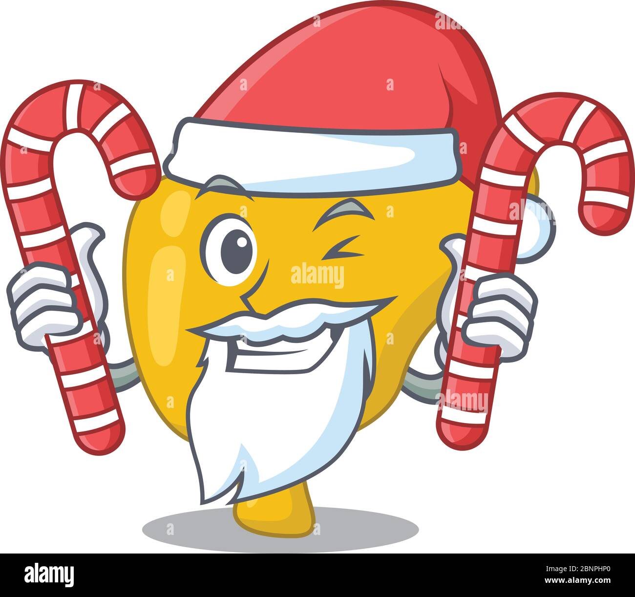 Friendly liver dressed in Santa Cartoon character with Christmas ...