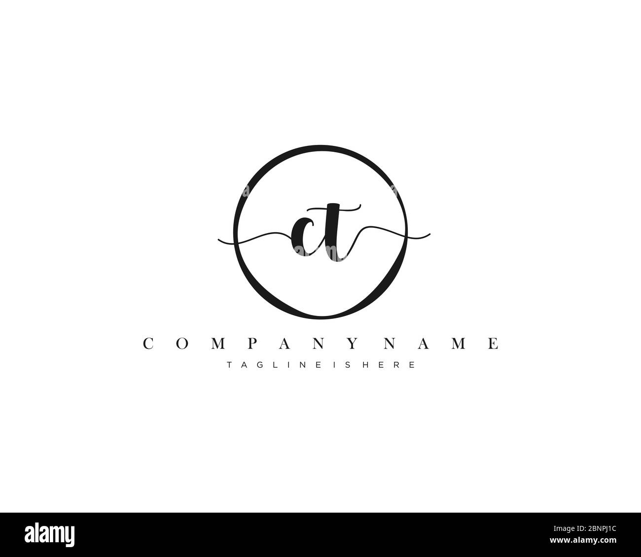 CT Signature style monogram.Calligraphic lettering icon vector Stock ...