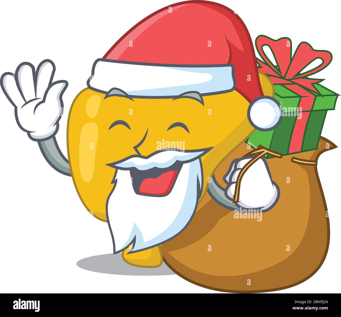 Cartoon design of liver Santa having Christmas gift Stock Vector Image ...