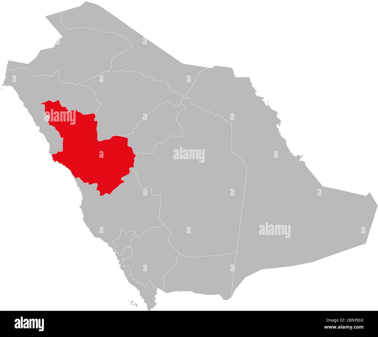 Madinah province highlighted on saudi arabia map. Gray background ...