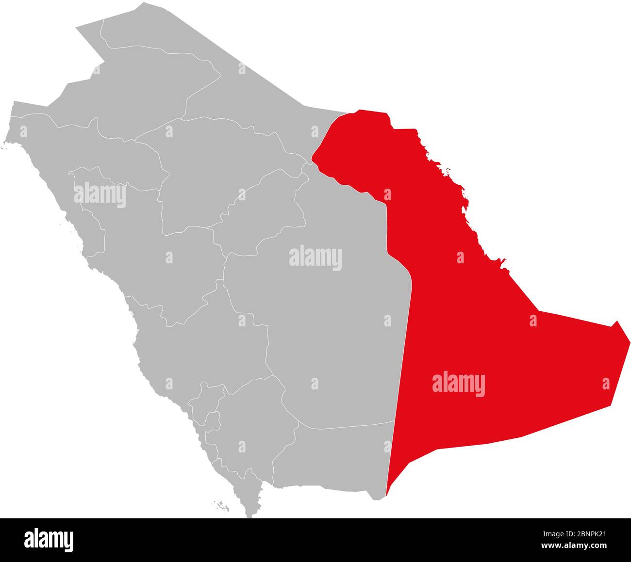 Ash sharqiyah province highlighted on saudi arabia map. Gray background ...