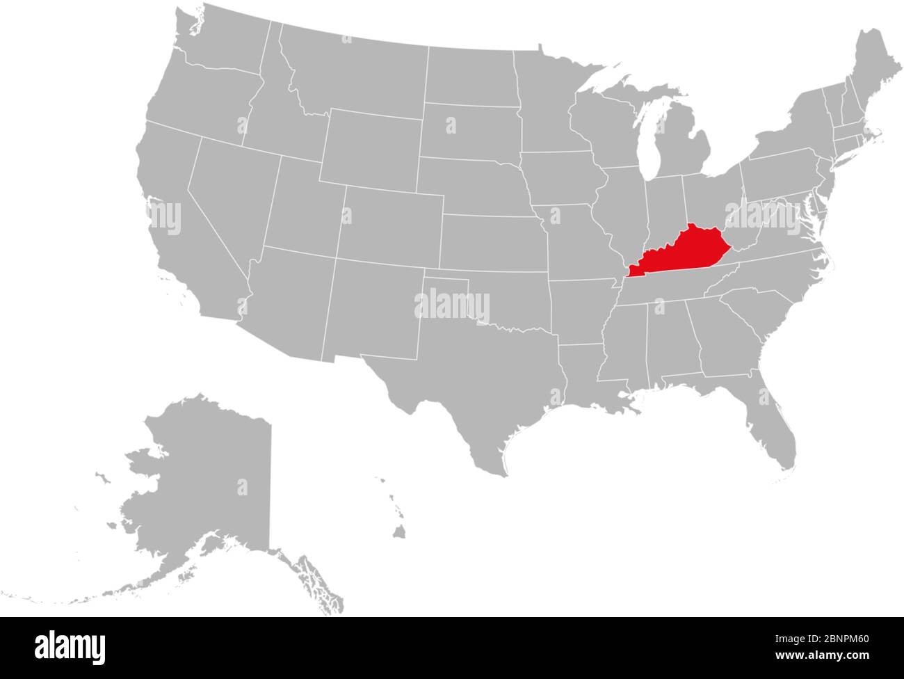 Kentucky highlighted on USA political map. Gray background Stock Vector ...