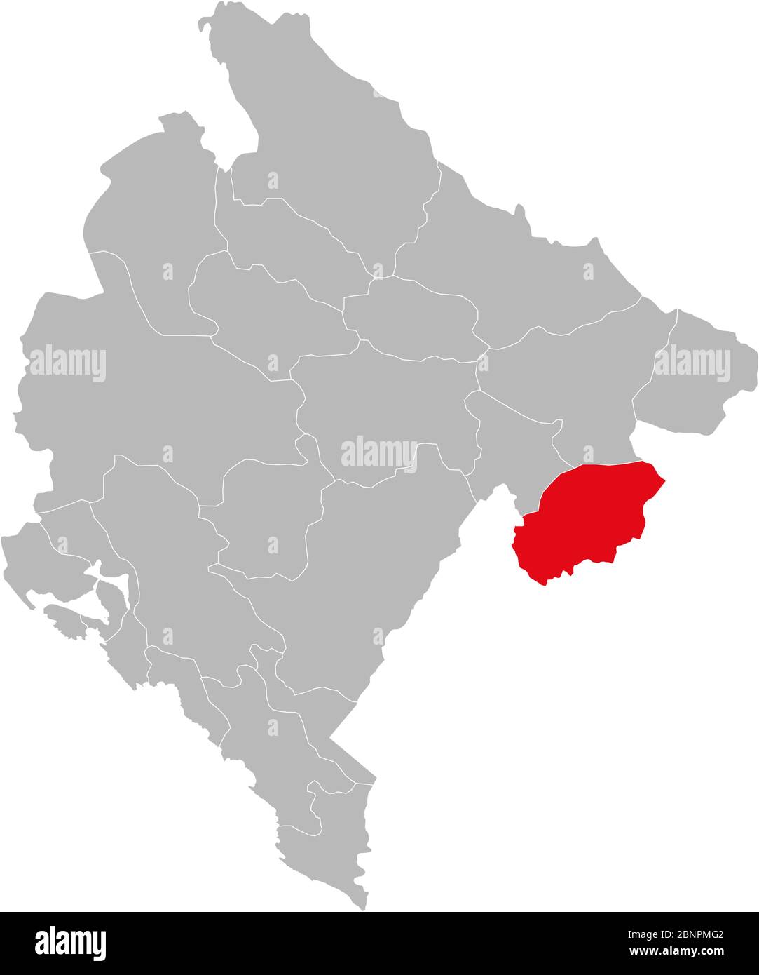 Plav province highlighted on montenegro map. Gray background Stock ...