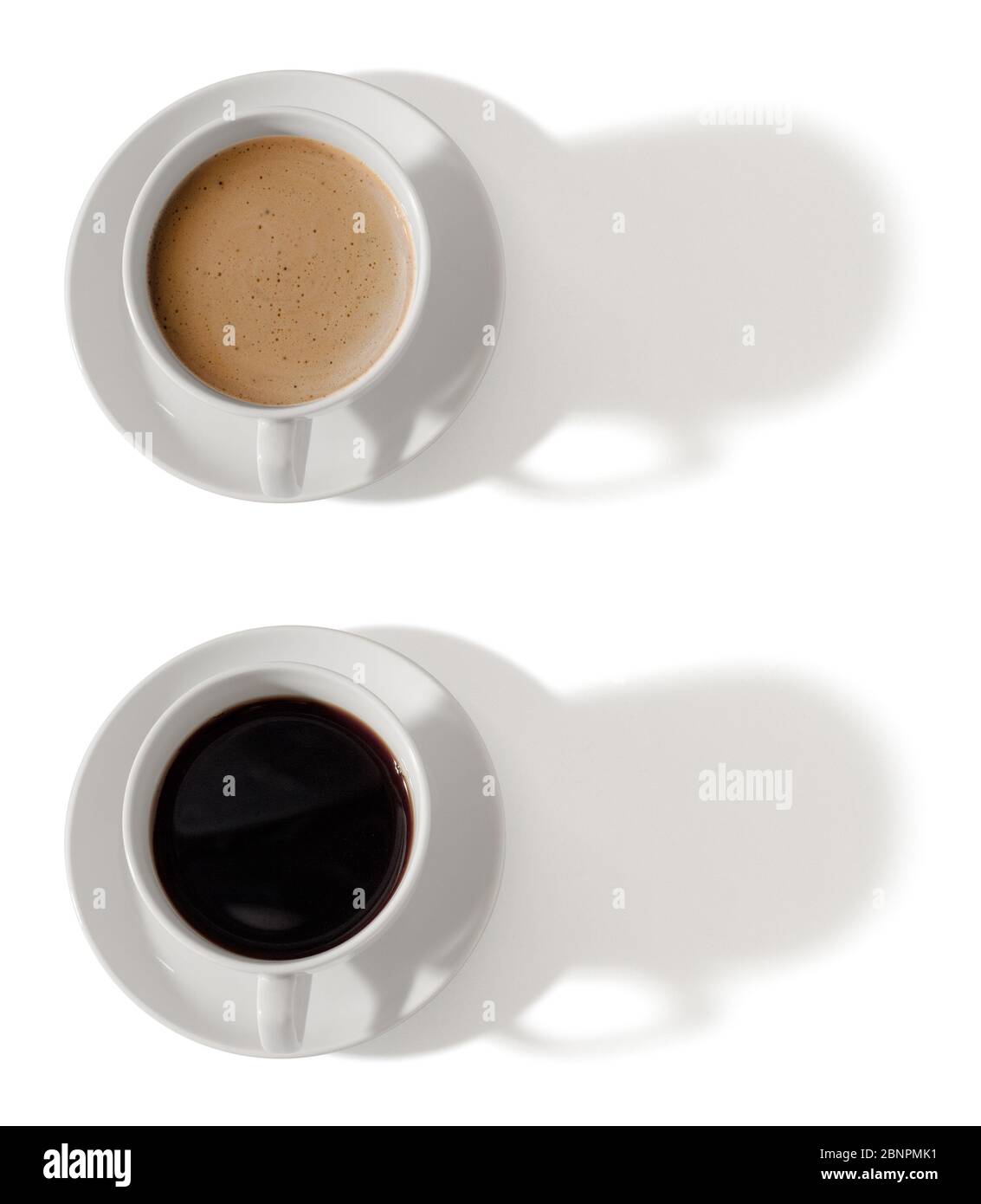 Coffee cups top view set isolated on white with clipping path included ...
