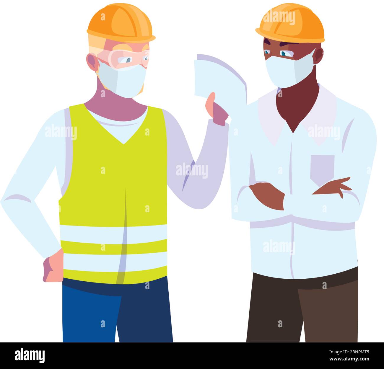 engineer and operator using mask vector illustration desing Stock ...